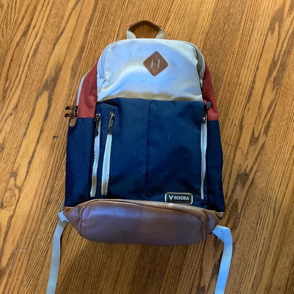 Bondka | Bags | Navy And Burgundy Bondka Laptop Backpack | Poshmark